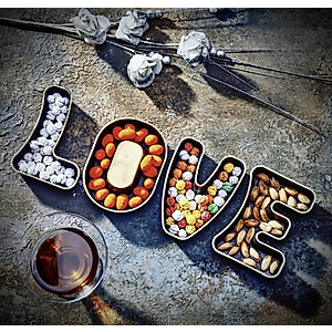 HAKKANORA Decorative Letter Love Halloween Candy Dish For Candy Buffet/Serving Tray & Letter Shaped Pistachio Bowl/Great Server For Nuts, Candy, Birthday, Dessert Table, Wedding Party Decor