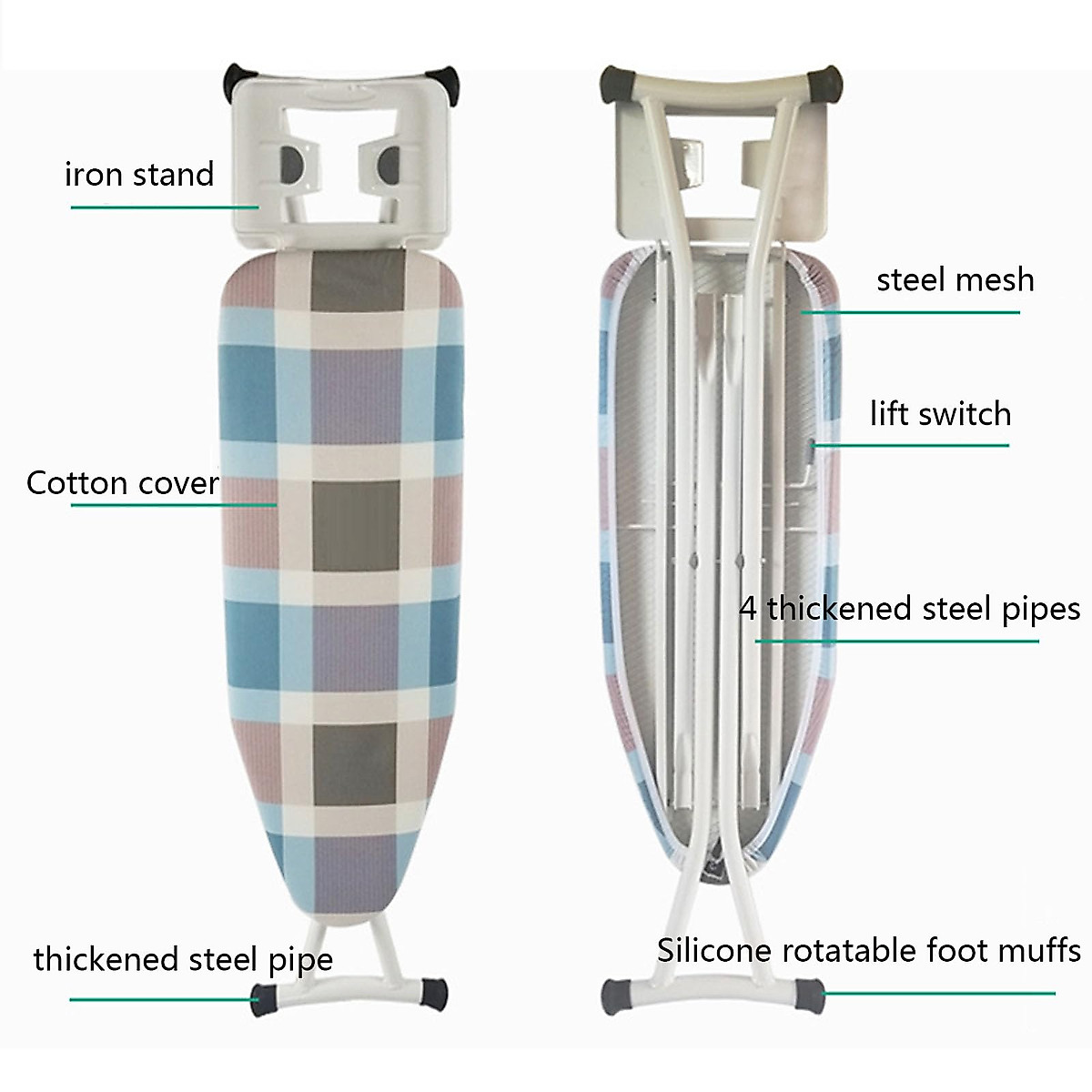 Ironing Board, Non-Slip Foldable Ironing Stand, Ironing Board with Iron Rest Features, Extra Wide Countertop Ironing Board, Adjustable Height, Home Ironing Board