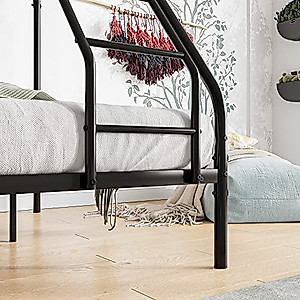 Tensun Heavy-Duty Twin-Over-Full Bunk Bed, Metal Bunk Bed with Inclined Ladder and Full-Length Guardrail for Bedrooms, Dorms, for Boys/Girls, Kids, Teens and Adults, Easy Assembly, Black