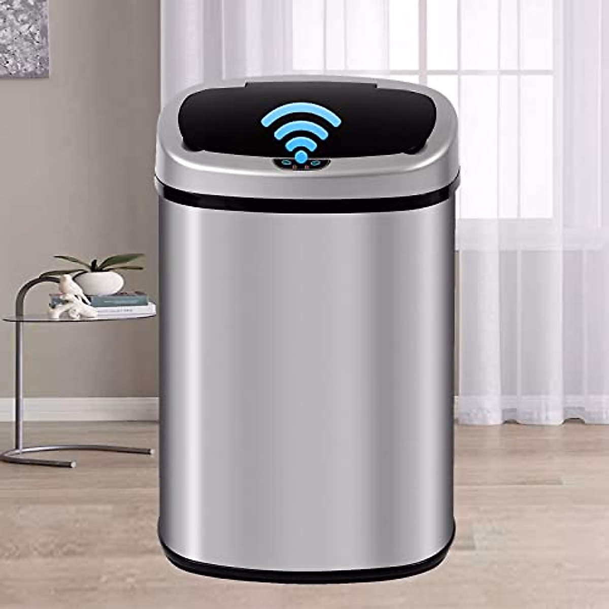 Better Choicet Kitchen Trash Can Automatic Touch Motion Sensor Garbage with Close Slowly, Stainless Steel Bin Lid, Waste for Bathroom Bedroom, 13 Gallon / 50 Liter, Silver, 16.1x11.1x23.2''