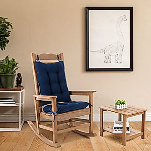 Stoog 4-Piece Indoor & Outdoor Rocking Chairs Cushions, Non-Slip Chair Pads with Ties, 2 Seat and 2 Back Cushions, Blue, (22" x 18", 18" x 18")