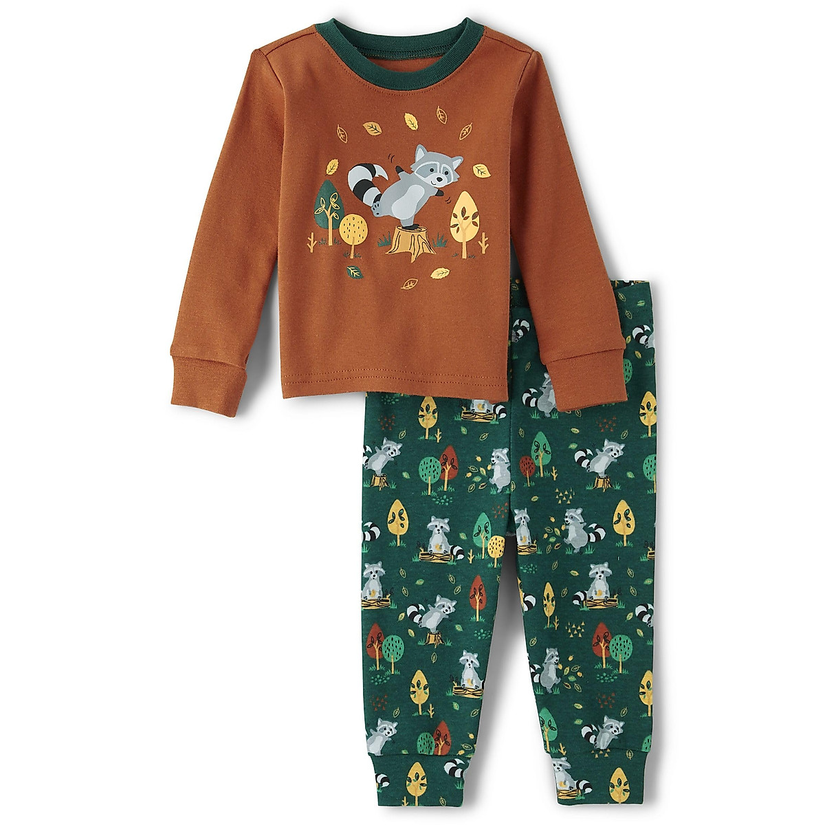The Children's Place,and Toddler Long Sleeve Top and Pants Snug Fit 100% Cotton 2 Piece Pajama Set,SPRUCE SHADE,3T