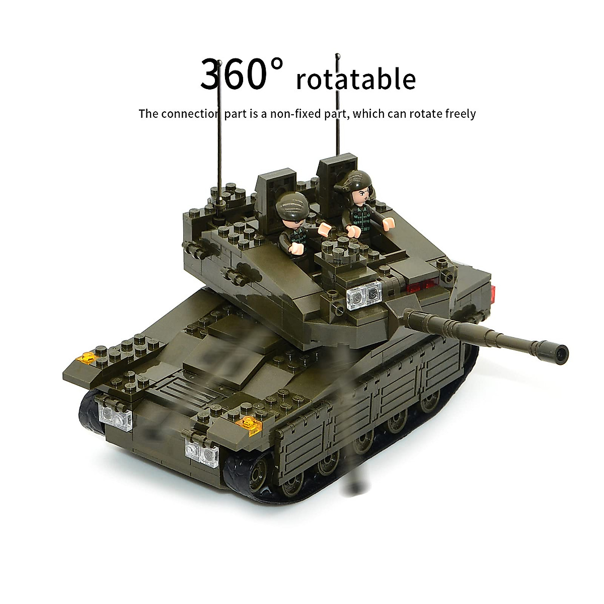 QLT Military Tank Building Blocks Set,Merkava WW2 Military Tank Armed Tank with 5 Soldier Figures,Toys Gift for Boys 8-12(343 Pcs)