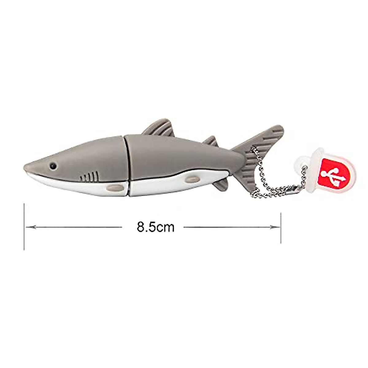 USB Flash Drive 64GB Cute Grey Shark Shaped USB Drive Thumb Drives USB 2.0 Memory Stick for External Data Storage