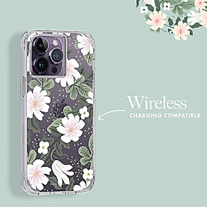 Rifle Paper Co. iPhone 14 Pro Max Case [Works with Wireless Charger] [10ft Drop Protection] Cute iPhone Case 6.7" with Floral Pattern, Anti-Scratch Tech, Shockproof Material, Slim Fit - Willow