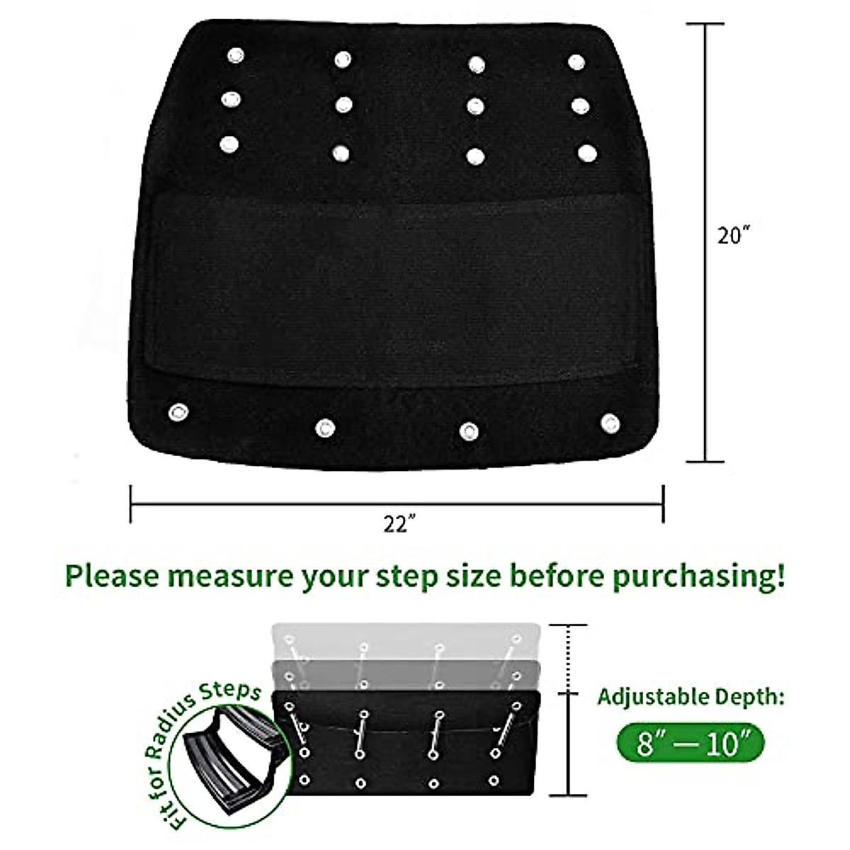 RVGUARD 3 Pack RV Step Rugs 22 Inch RV Step Covers Wrap Around Camper Stair Rugs for Radius Steps (Black)