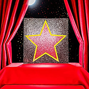 Star Sticker Decor with Black Marker for Movie Theme Red Carpet Oscar Party Decorations(25 Packs)