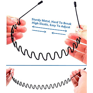 bodbop Metal Hair Band for Men Headband Mens Hair Bands Unisex Fashion Headbands Sports Hairband Head Band Hair Hoop for Women With Non Slip Wavy Teeth, Black