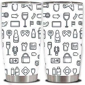 FOCIUZTA 20oz Playful Gaming Pattern Tumbler with Lid, Travel Coffee Cup, Ideal for Easter, Gaming Enthusiast, Mother Day, and Birthday Gifts