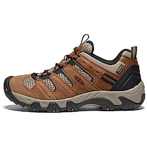 KEEN Men's Headout Low Height Waterproof All Terrain Hiking Shoes, Bison/Fossil Orange, 11