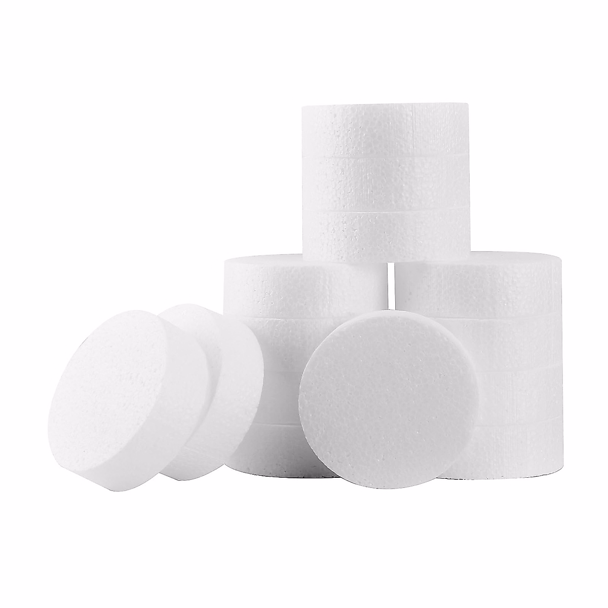 FFchuanhe 14 Pack Crafts Foam Circles 3 inch, Polystyrene Round Foam Discs (3×3×1in) for DIY Projects, Decorations, Modeling, Christmas Decoration