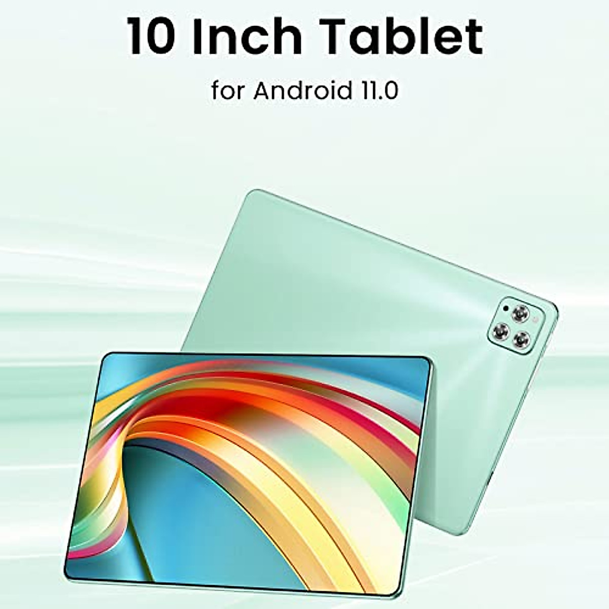 doder 10in Tablet, USB C Rechargeable Green Gaming Tablet 100 to 240V 5MP 13MP Camera Octa Core for Travel (Green)