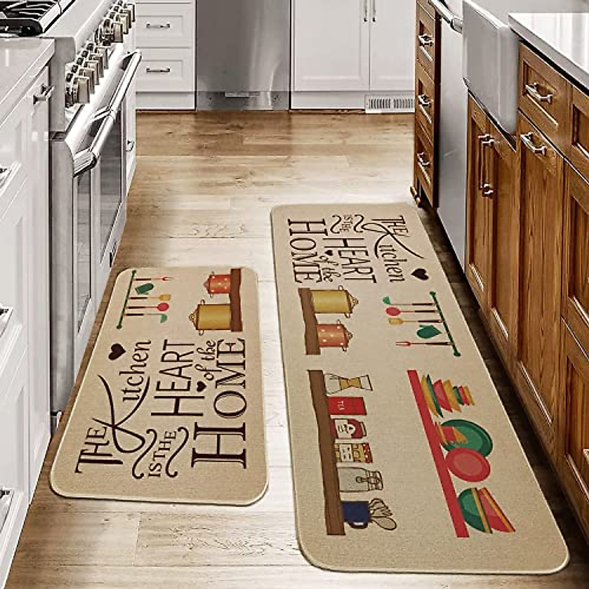 ZKZNsmart Kitchen Mats Set of 2 Non-Slip Washable Kitchen Floor Rugs with Rubber Backing Holiday Party-Profile Doormat for Home Kitchen