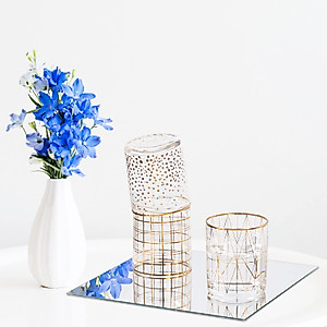 JAMBALAY 12" Square Mirror Centerpieces for Table, Set of 12 Glass Mirror Table Centerpieces, Square Mirror Candle Plates, Glass Tray, Glass Mirror Centerpieces for Wedding and Party