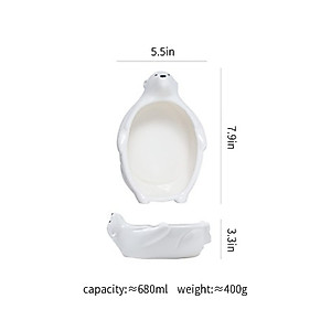 BAKOUSTAR Salad Bowl Small Ceramic Polar Bear Candy Dish Serving Bowl for Pistachio Peanuts Salad Soup Fruit Housewarming Gift, White, Dishware Safe