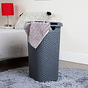 Mind Reader 40 Liter Slim Laundry Basket, Laundry Hamper with Cutout Handles, Gray & Basket Laundry Hamper with Cutout Handles, Washing Bin, Dirty Clothes Storage, Bathroom, 60 Liter, Grey