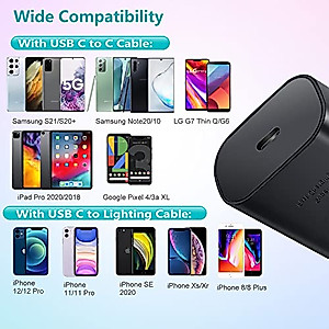 Galaxy S23 Charger Block USB Type C Power Plug 25W PD Super Fast Charging Wall Charger Adapter for Samsung Galaxy S23/S22/S21/Ultra/Plus/Note 20/10 Plus/Z fold 3/iPhone 14/13/iPad/Tablet-2 Pack Black