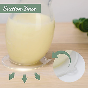 BumbleBee Manual Breast Pump with Suction Base 4oz/110ml, Silicone Breastfeeding Pump Milk Collector with Pink Heart Pump Stopper&PP lid