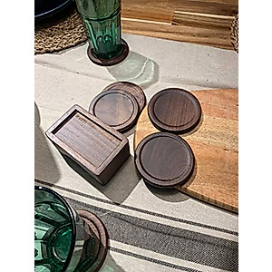 Walnut Dark Wood Coaster, 6-Piece Coaster Set, Holder Included, Wood Coasters,Coffee Coaster, Beer Coaster