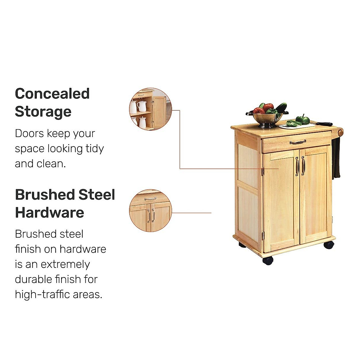 Homestyles General Line Mobile Kitchen Cart, FURNITURE, Natural