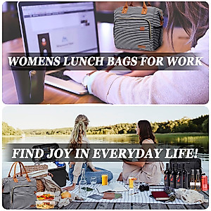Insulated Lunch Bag - Large Portable Cooler Lunch Box for Office Work School Picnic Beach Workout - Reusable Freezable Tote Lunch Bag Organizer with Adjustable Shoulder Strap for Women Men Adult Kids