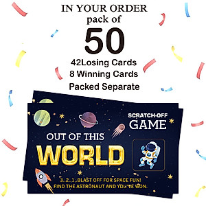 Haizct 50 Pack Rocket Ship Baby Shower Game Scratch Off Cards for Baby Shower, Baby Shower Activity and Idea (Out Of This World)