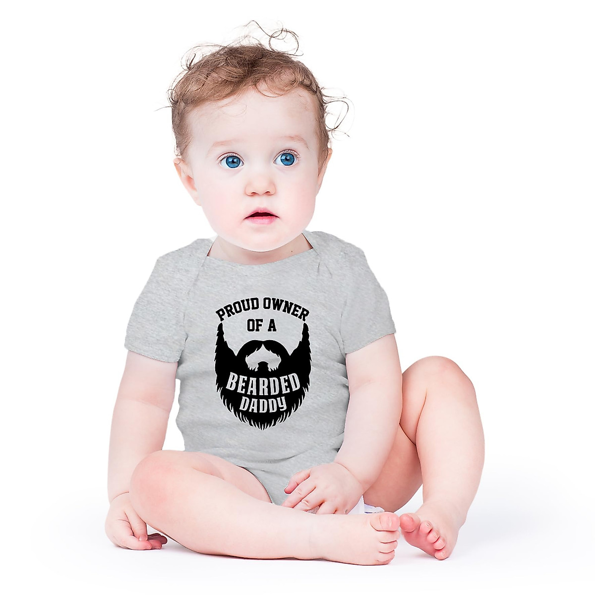 AW Fashions Proud Owner Of A Bearded Daddy Baby Bodysuit Cute Newborn Boys Outfit Funny Infant Clothes (Newborn, Sports Grey)