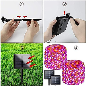 Purple and Orange Halloween Lights Solar String Lights Outdoor, 2 Pack 80FT 200LED Solar Twinkle Lights Outside Waterproof, Copper Wire 8 Modes Solar Halloween Lights for Halloween Decoration Outdoor