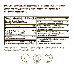 Solgar Glucosamine MSM Complex, 120 Tablets - Promotes Healthy Joints - Supports Range of Motion & Flexibility - Supports Collagen - Shellfish-Free - Gluten Free, Dairy Free, Kosher - 40 Servings