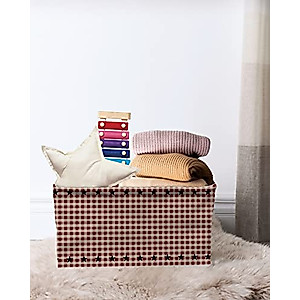 Country Star Storage Basket Waterproof Cube Storage Bin Organizer with Handles, Farmhouse Red Buffalo Plaid Rustic Collapsible Storage Cubes Bins for Clothes Books Toys 15"x11"x9.5"