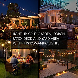 SUNTHIN Outdoor String Lights, 96FT Patio Lights with 32 LED Shatterproof Bulbs, Hanging for Outside, Garden, Backyard, Deck, Porch, Fence, Bistro, Pool, Party