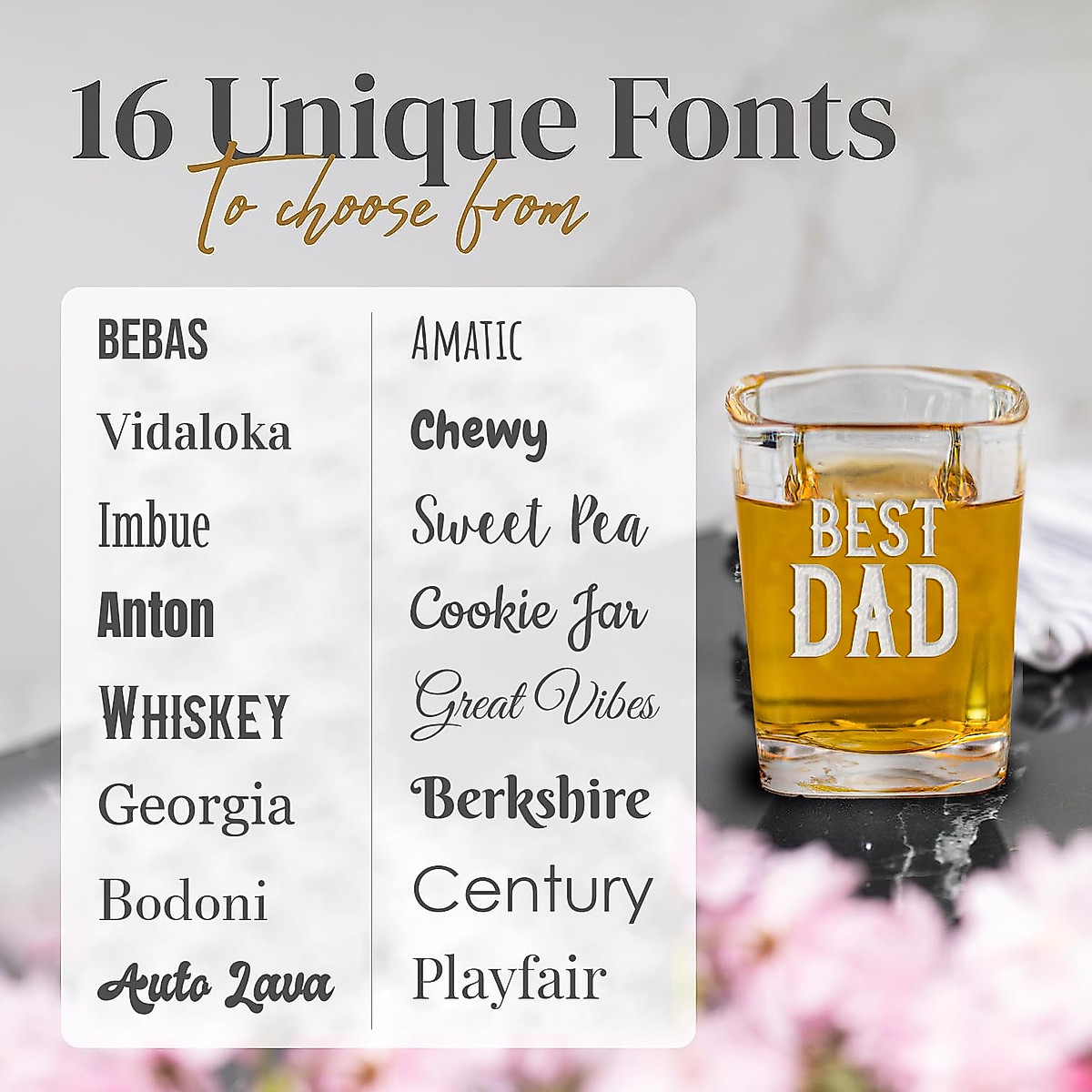 Custom Text Shot Glass 3oz – Personalized, Engraved Shot Glasses Set For Party Favors, Weddings, Christmas and Birthdays (6 Pack)