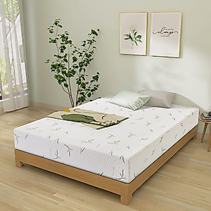 Vyfipt 8 Inch Medium Firm Green Tea Memory Foam Mattress, Cooling Gel Foam, Pressure Relieving, CertiPUR-US Certified, Bed-in-a-Box, White, Twin