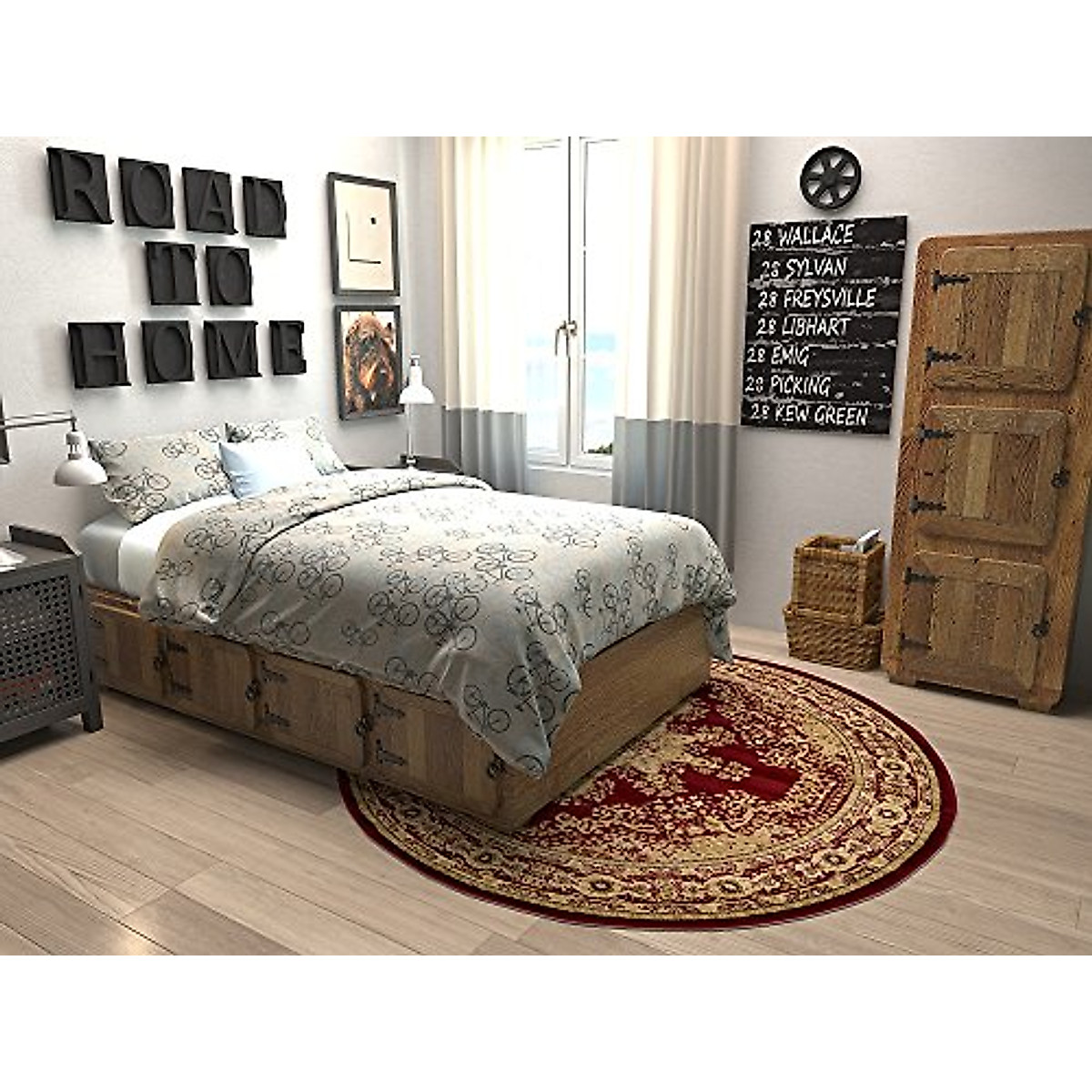 Unique Loom Versailles Collection Traditional Classic Border with Medallion Motif, Area Rug (6' 0 x 6' 0 Round, Burgundy/ Ivory)