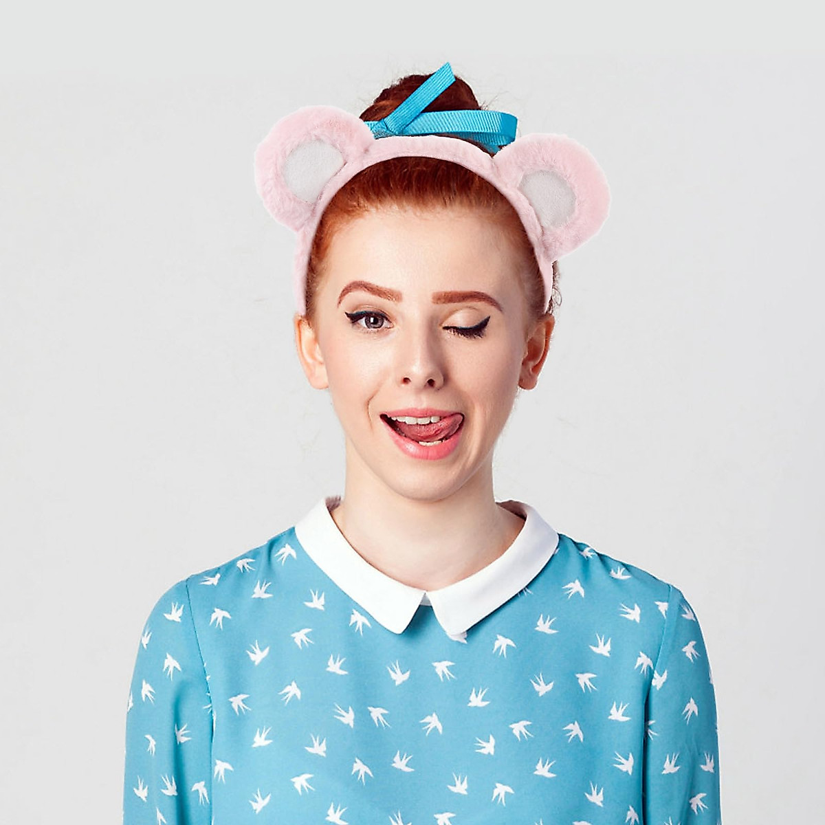 Beatifufu Bear Ear Headband Animals for Cow Makeup Bag Black Scrunchies for Hair Ears Headband Adult Plush Ear Hair Hoops Jungle Animal Cosplay Cloth Hair Decor Cartoon Female Hairband