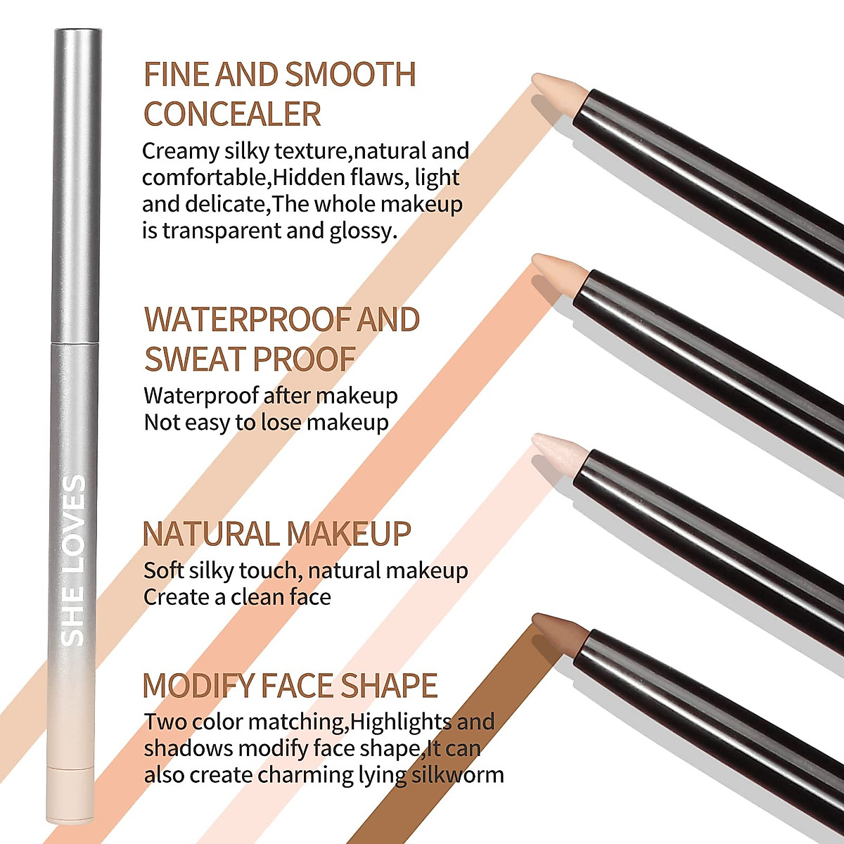 Kusslippe Concealer Pencil,Contour Highlighter Stick,Full Coverage Foundation Waterproof Concealer Pen for Eye Dark Circles,Freckles,Acne Marks,Scar,Tattoos 0.47oz (#1)