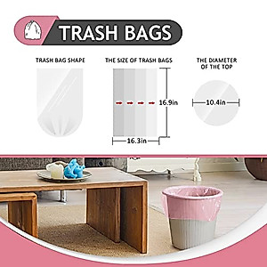 1.2 Gallon 80 Counts Strong Trash Bags Garbage Bags, Bathroom Trash Can Bin Liners, Small Plastic Bags for home office kitchen, fit 5-6 Liter, 0.8-1.6 and 1-1.5 Gal (Pink)