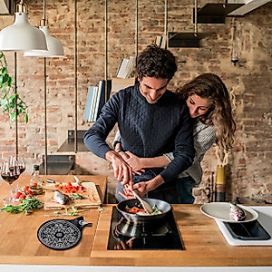 Ceramic Spoon Rest, Cooking Spoon Holder for Kitchen Counter/Stove Top/Dining Table Modern Farmhouse Decorative, Large (Black)