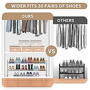 Dicasser 2-Tier Long Shoe Rack Organizer Extra Large Capacity for 18 Pairs,Silver