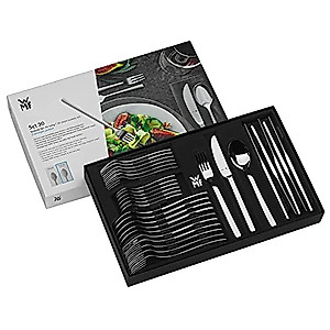 WMF Kineo Stainless Steel Cutlery Set for 6 People, 30 Pieces, Monobloc Knife, Polished Cromargan Cromargan Protect, Scratch-Resistant, Dishwasher Safe