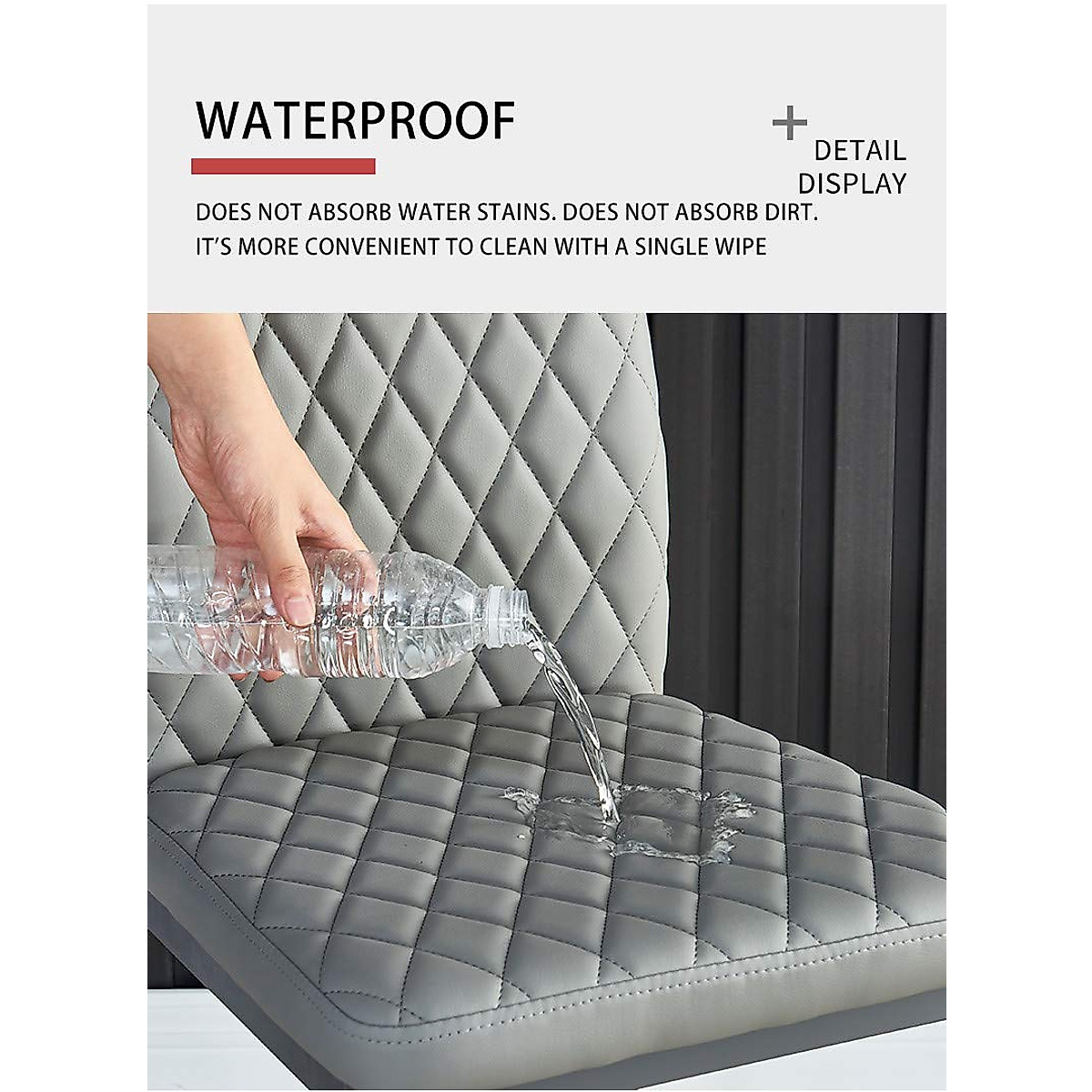 JT Modern Minimalist Dining Chair Fireproof Leather Sprayed Metal Pipe Diamond Grid Pattern Restaurant Home Conference Chair Set of 4 Or 6 (4, Black)