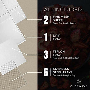ChefWave Commercial Countertop Electric Food Dehydrator - Digital Temperature Control & Timer, 6 Stainless Steel Trays - for Dried Fruit/Veggie, Meat Beef Jerky, Herbs Dehydrators