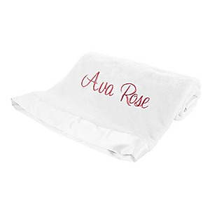 berry bebe Large Custom Personalized Baby Blanket, Custom Name Blanket, Pink, Plush Minky Fleece with Satin Trim Keepsake for Girl