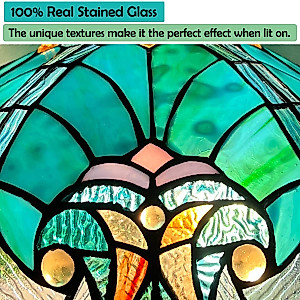 COTOSS Tiffany Reading Floor Lamp,Stained Glass Gooseneck Floor Light for Reading,Antique Style Tall Standing Lamp for Living Room Bedroom and Office