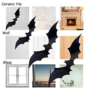 Halloween Bats Wall Decals 56pcs Bat Wall Stickers Halloween 3D Bats for Wall Decoration 4 Size