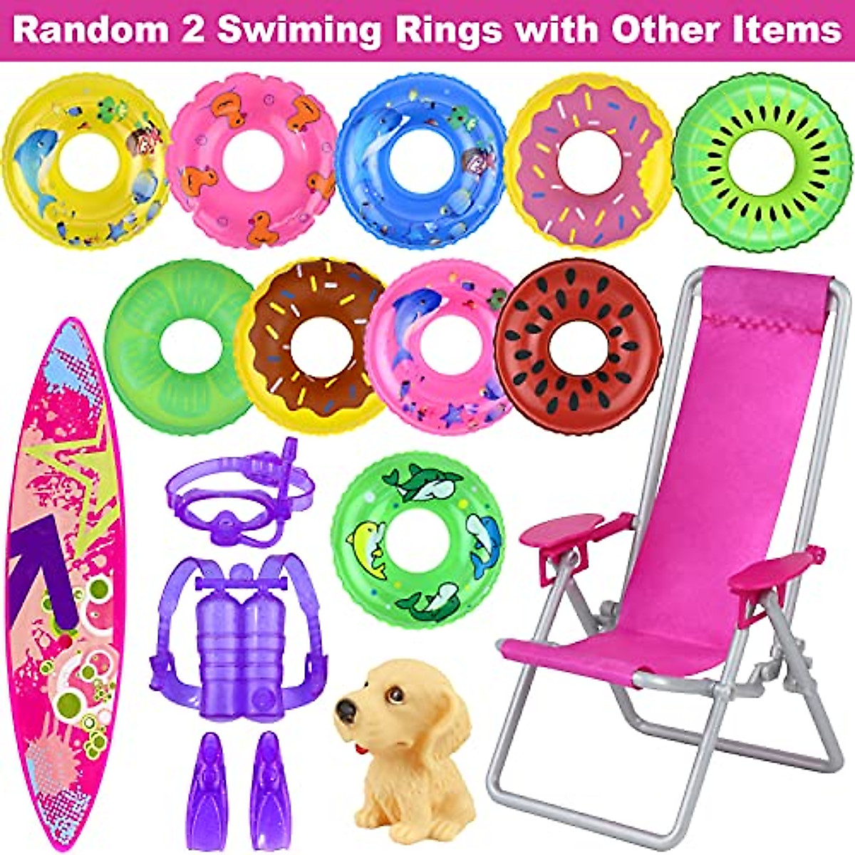 ZITA ELEMENT 44 Pcs 11.5 Inch Girl Doll Swimsuits Clothes and Accessories Mermaid Bikini Swimwear Bathing Suits Outfits with Shoes Swimming Ring Glasses Diving Suit Surfboard Beach Chair