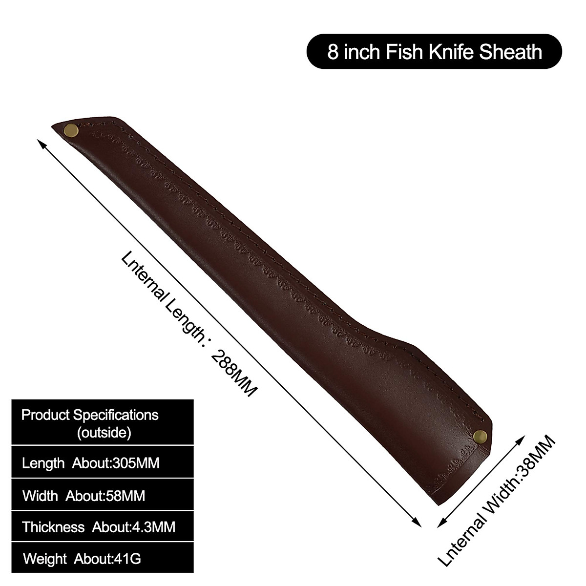XYJ 8 inch Filleting Knife Sleeves Leather Knife Sheath for Boning Knife Edge Guards Chef Carving Knife Case Blade Protectors with Belt Loop to Carry Out