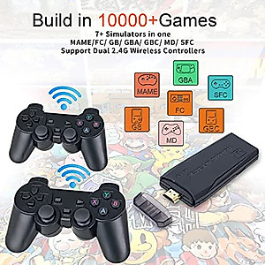 Retro Video Game Console, Wireless Handheld Game Console, Ombsyej 10000+ Classic Game, 2.4G Wireless Controllers, 7 Emulator Consoles, HDMI Output TV Video, Ideal Gift for Kids and Adults, 64G