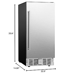 EUHOMY Beverage Refrigerator 15 Inch, Under Counter 127 Can Beverage Fridge with Stainless Steel Door, Beverage Cooler Built-in and Undercounter Beer Fridge, Drink Fridge - Soda Cola