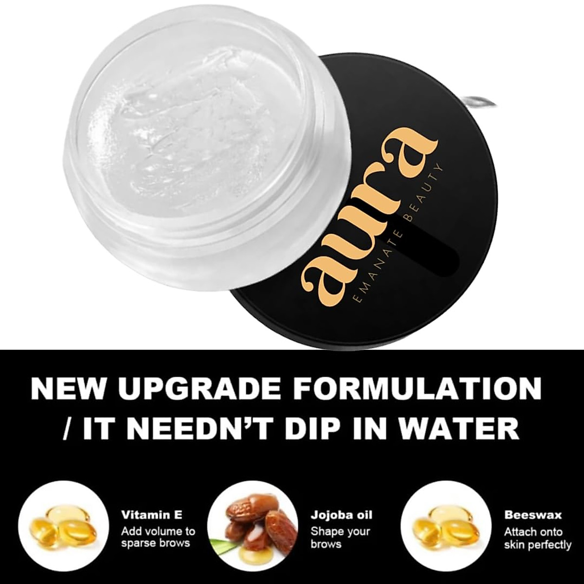 Eyebrow Wax Clear by aura, Eye Brow Gel for Lamination Effect, Eyebrow wax with applicator brush, brow lamination kit, Soap Brows Lift Waterproof, Cera de Cejas